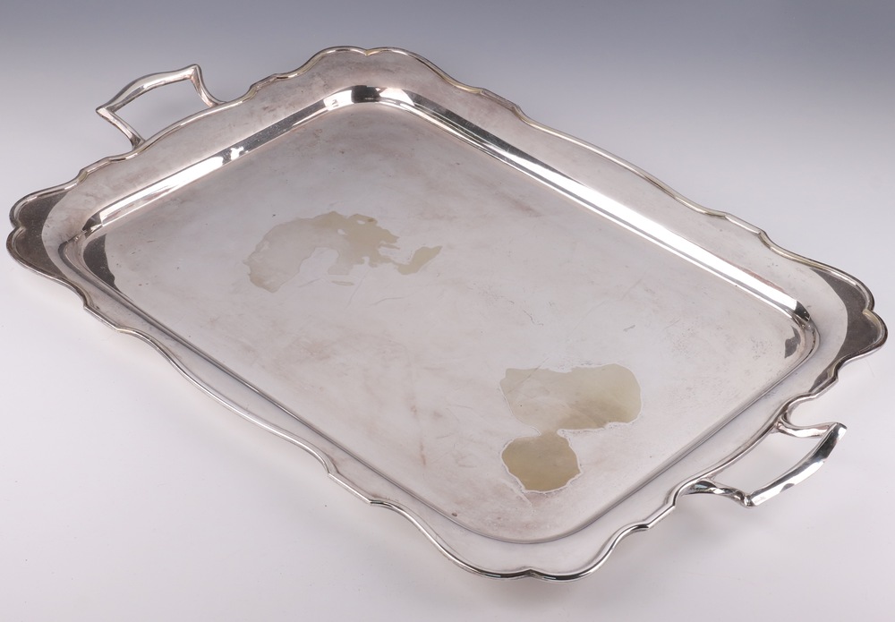 A silver plated 2 handled rectangular tray with fancy | 10th April 2025 ...