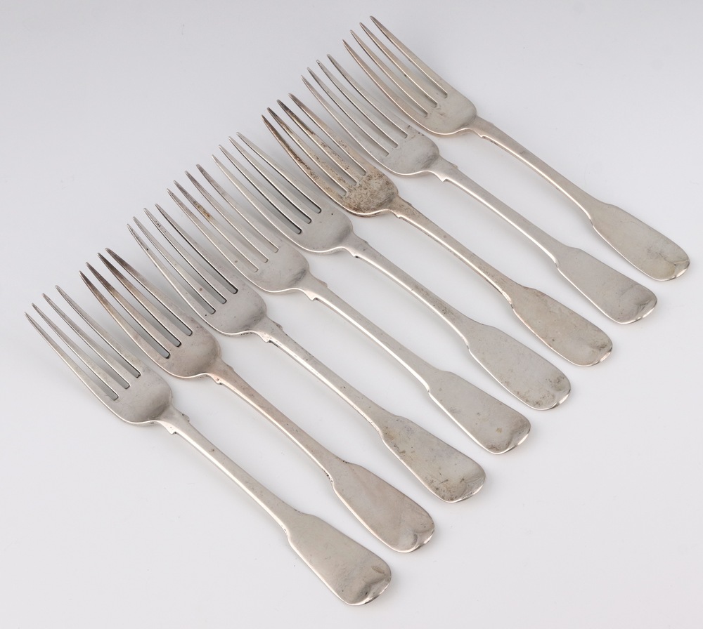 Eight matched silver fiddle pattern dinner forks with | 10th April 2025 ...