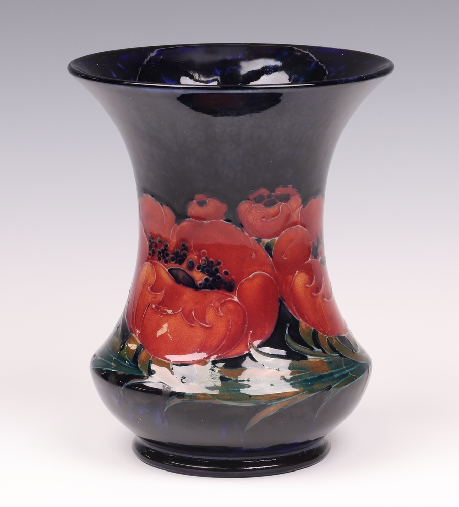 Walter Moorcroft, a poppy vase on a blue ground, of | 24th September ...