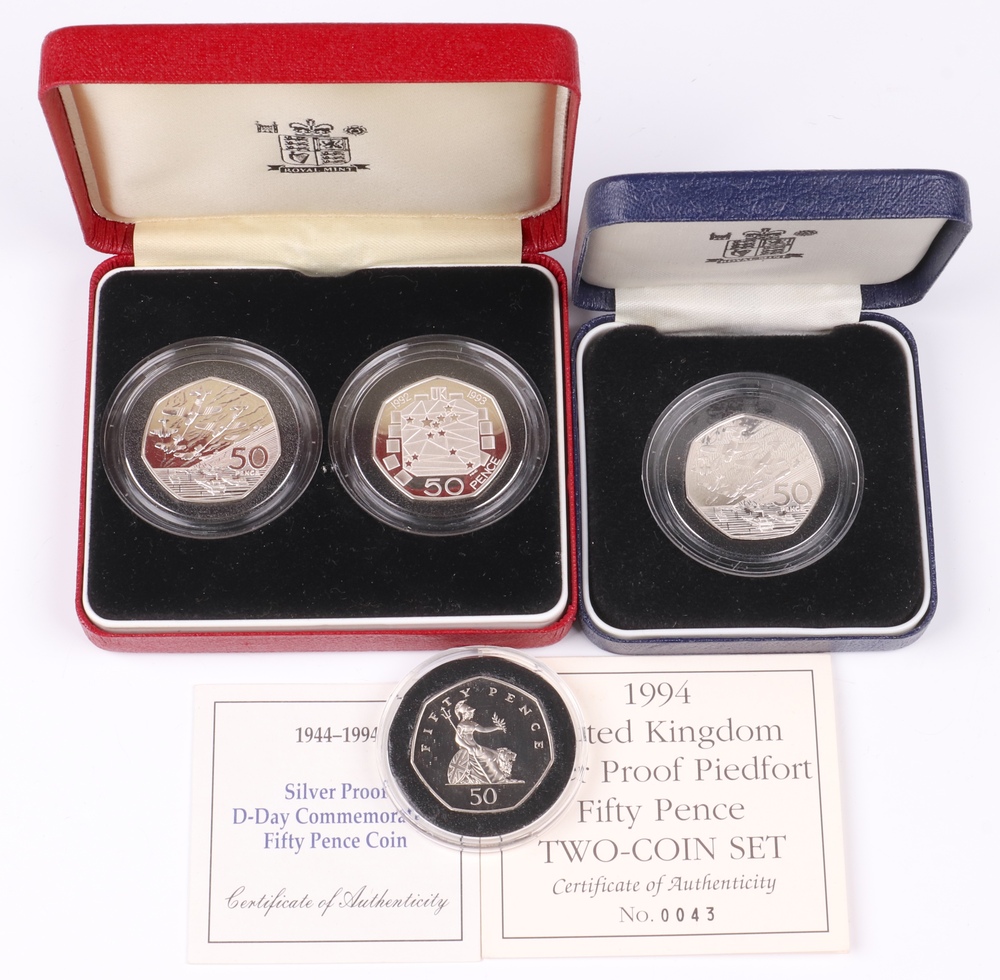 A Royal mint 1994 silver proof piedfort two coin 50p | 22nd October ...