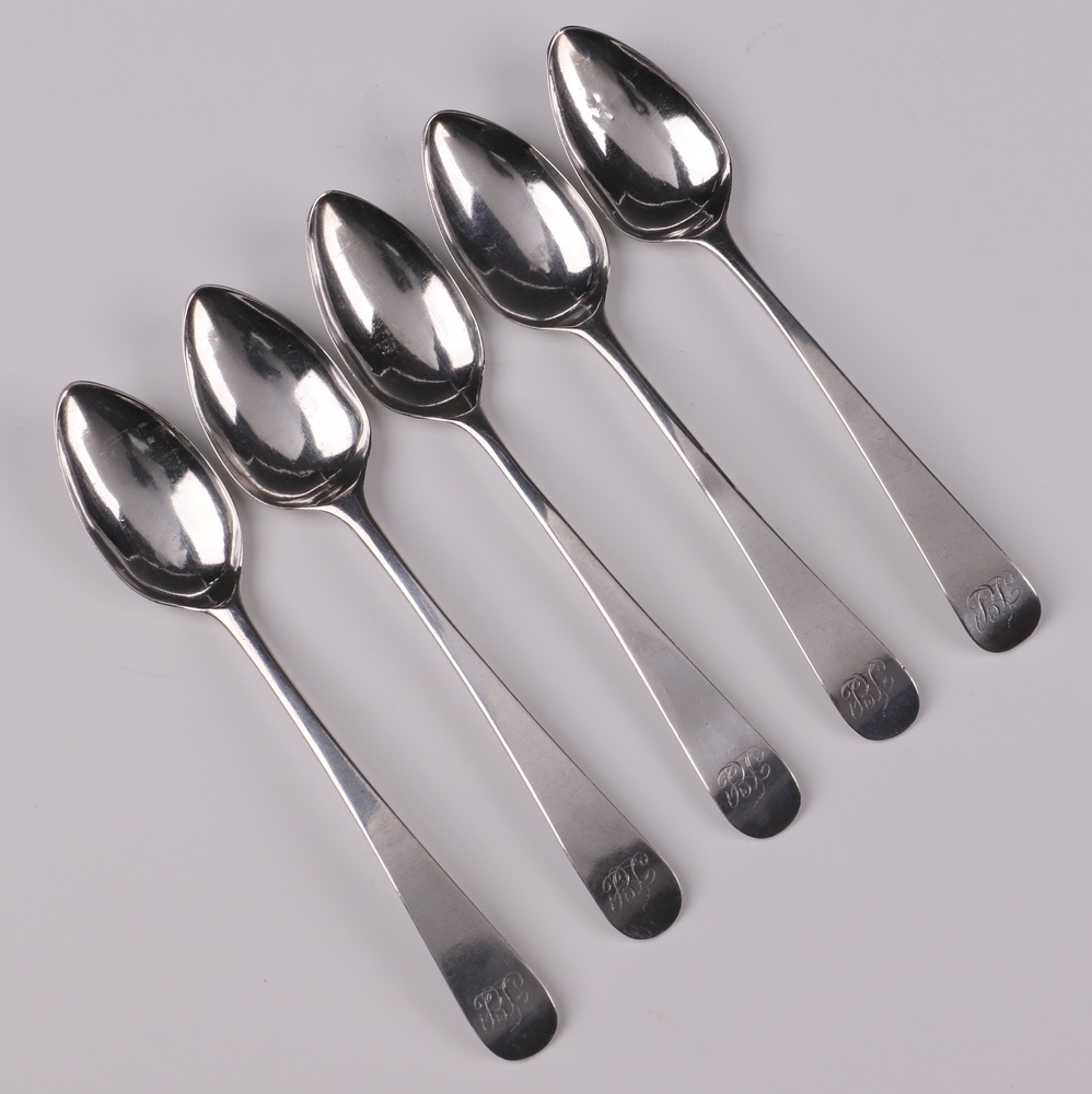 Five Georgian silver Old English pattern teaspoons, | 19th November ...