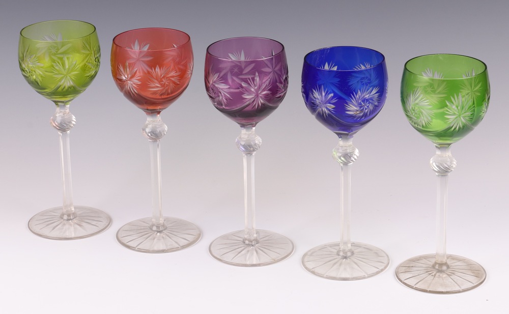 Five long stemmed hock glasses with coloured bowls | 17th December 2025 ...