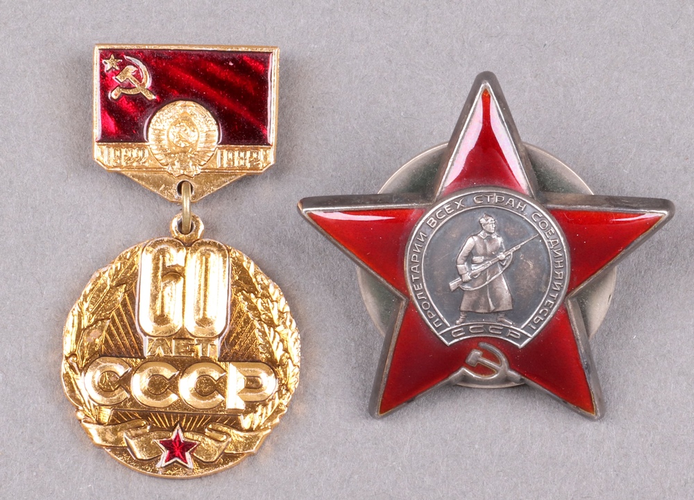 A Soviet Russian badge and a Soviet 60th CCP plastic | 28th January ...